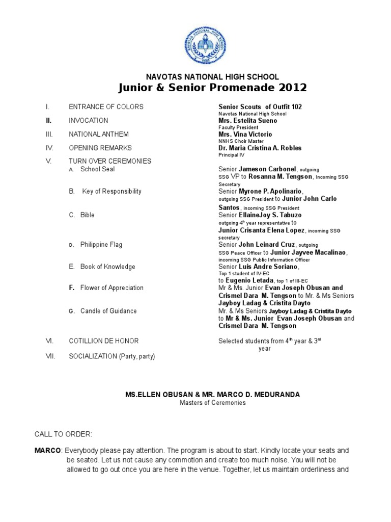 JS Prom Program Script | PDF | Prayer | Leisure