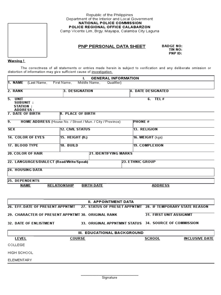 Pds - Pais Format | PDF