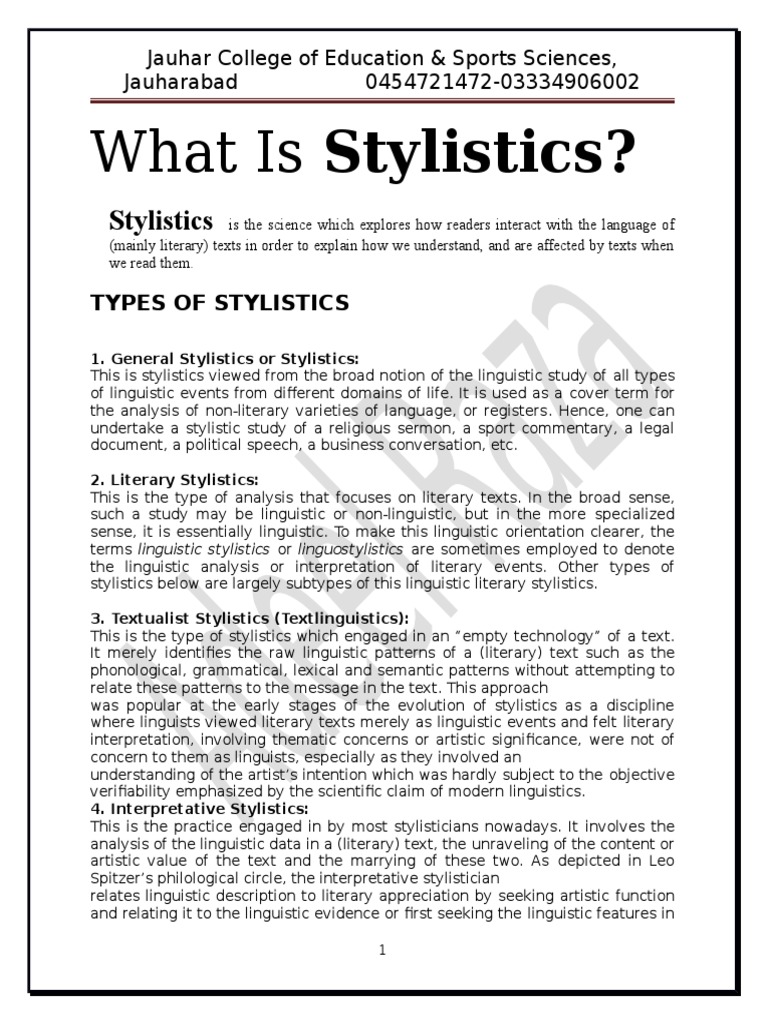 What Is Stylistics | PDF | Linguistics | Multilingualism