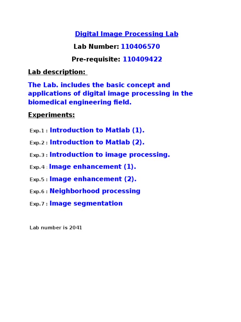 Digital Image Processing Lab | PDF
