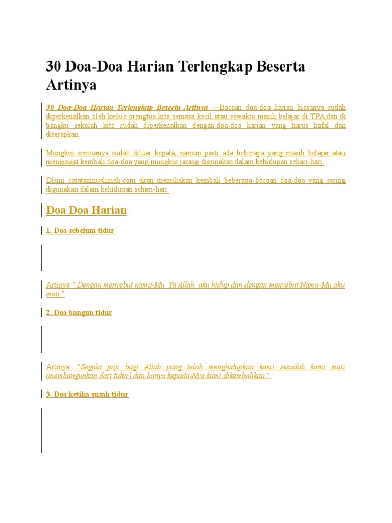 30 Doa - Doa Terlengkap | PDF