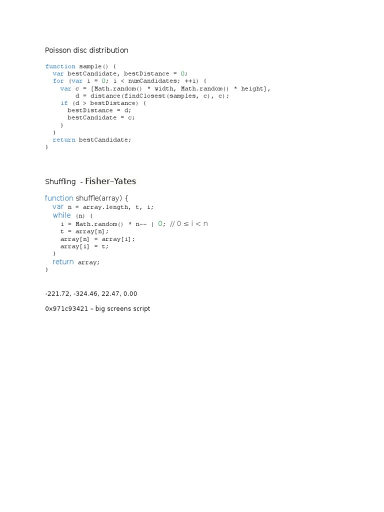Fisher-Yates: Poisson Disc Distribution | PDF