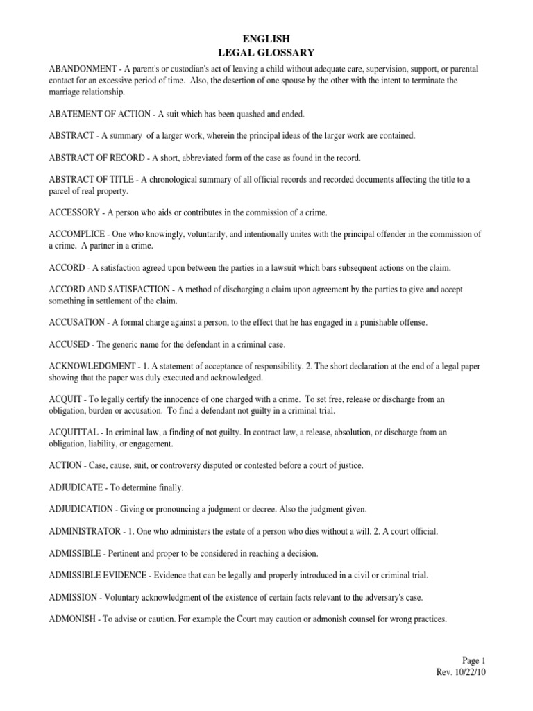 Legal Terms Glossary for Courts | PDF | Lawsuit | Equity (Law)