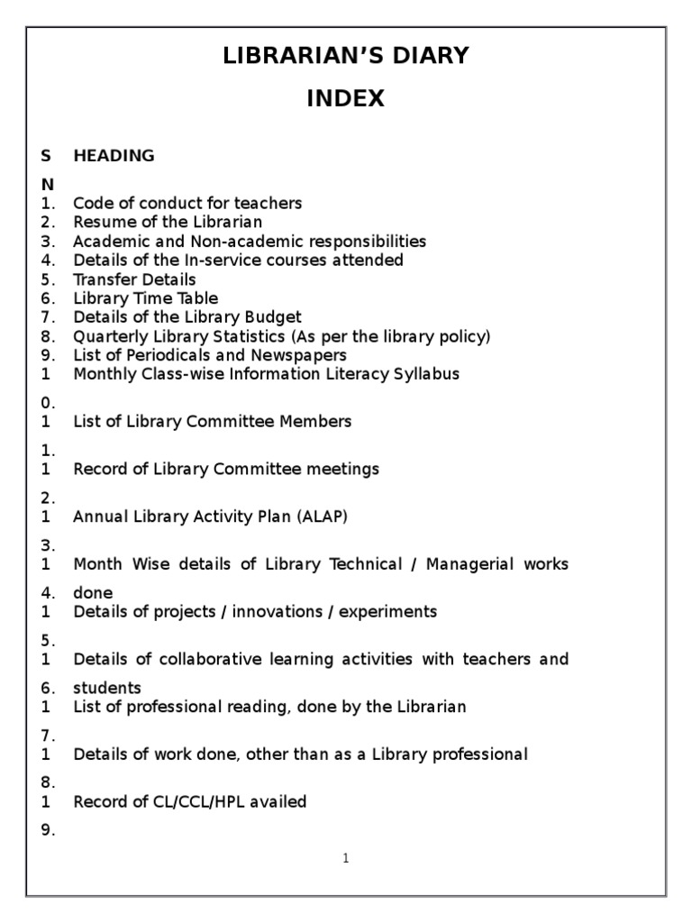 Diary | PDF | Libraries | Librarian