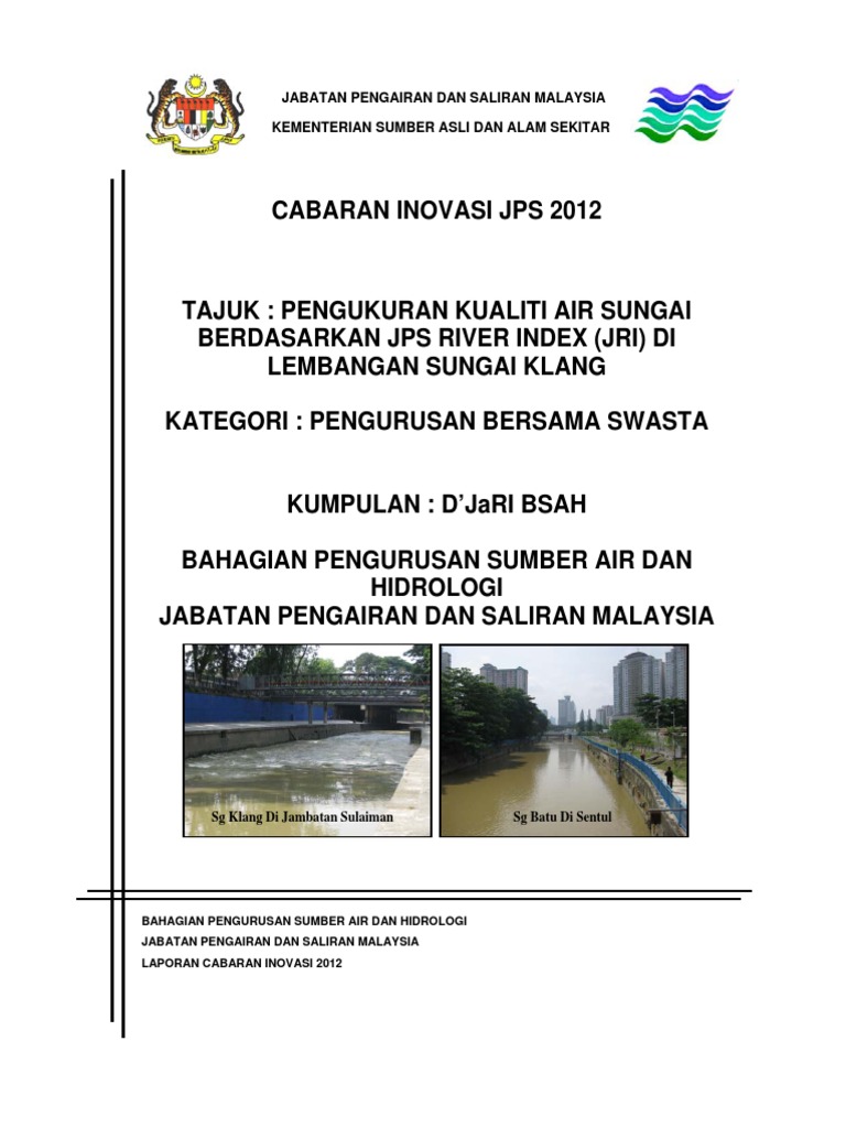 824 Pengukuran Kualiti Air Sungai Berdasarkan Jps River Index Jri Di ...