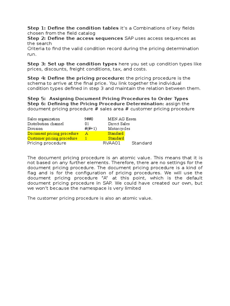 Assigning Document Pricing Procedures To Order Types Defining The ...