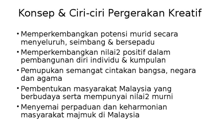 Konsep & Ciri-Ciri Pergerakan Kreatif | PDF