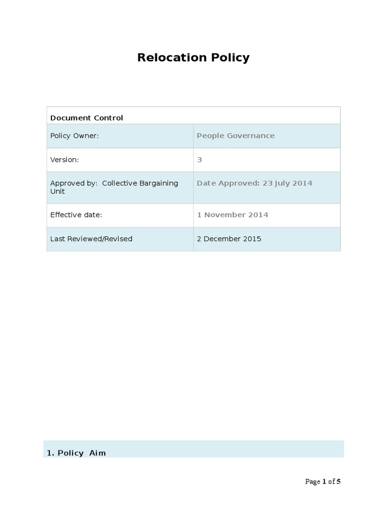 2.19 FNB Relocation Policy | PDF | Insurance | Employment