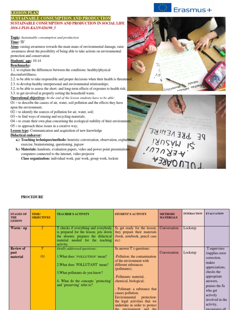 Lesson Plan Sustainable Consumption PDF | PDF | Recycling | Sustainability
