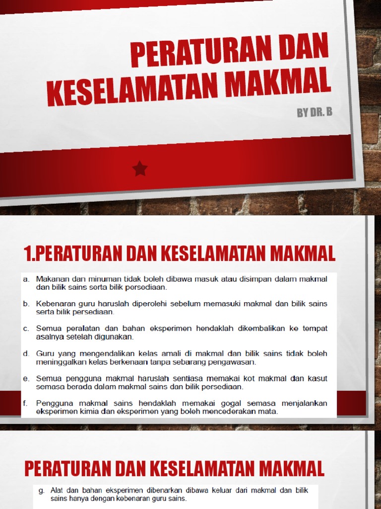 Peraturan Dan Keselamatan Makmal | PDF