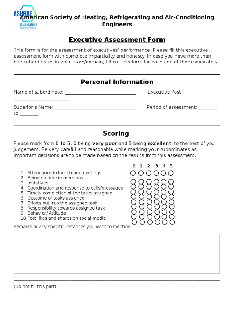 Executive Assessment Form | PDF | Career & Growth