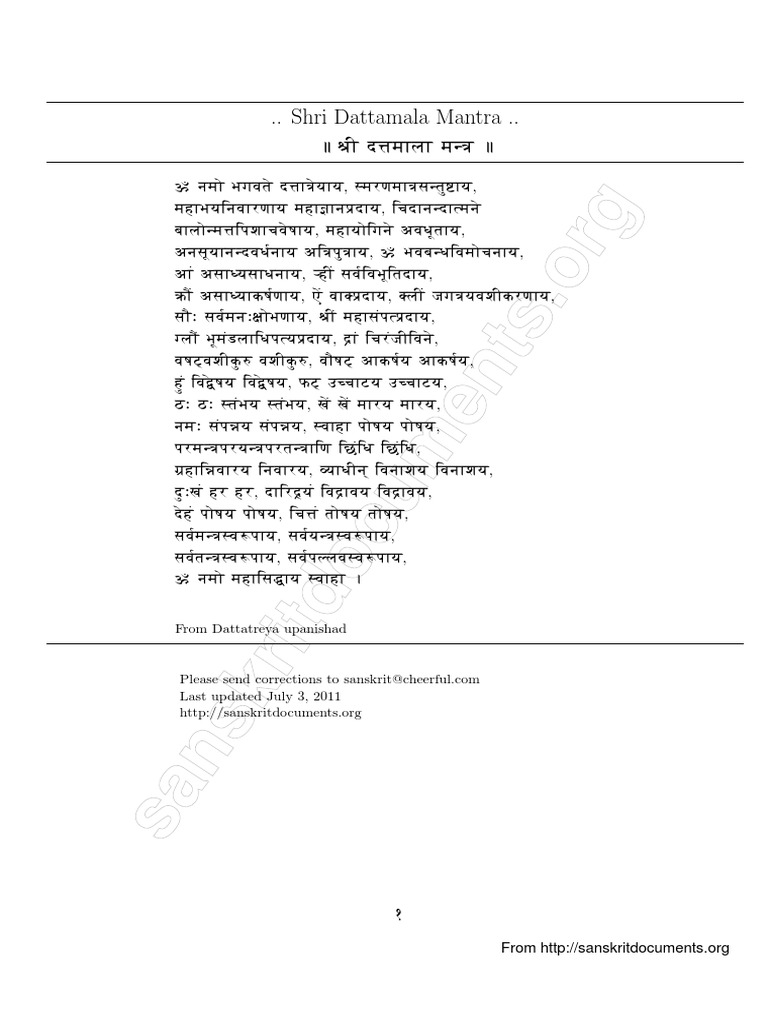 Shri Datta Mala Mantra | PDF