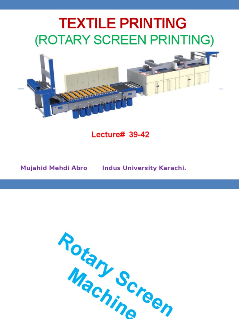 Rotary Screen Printing Overview | PDF | Clothes Dryer | Textiles