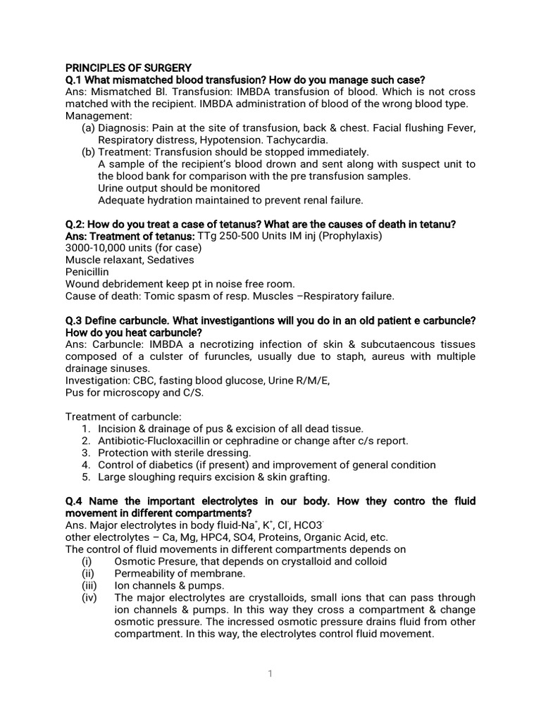 Sample Surgery Questions | PDF | Wound | Burn