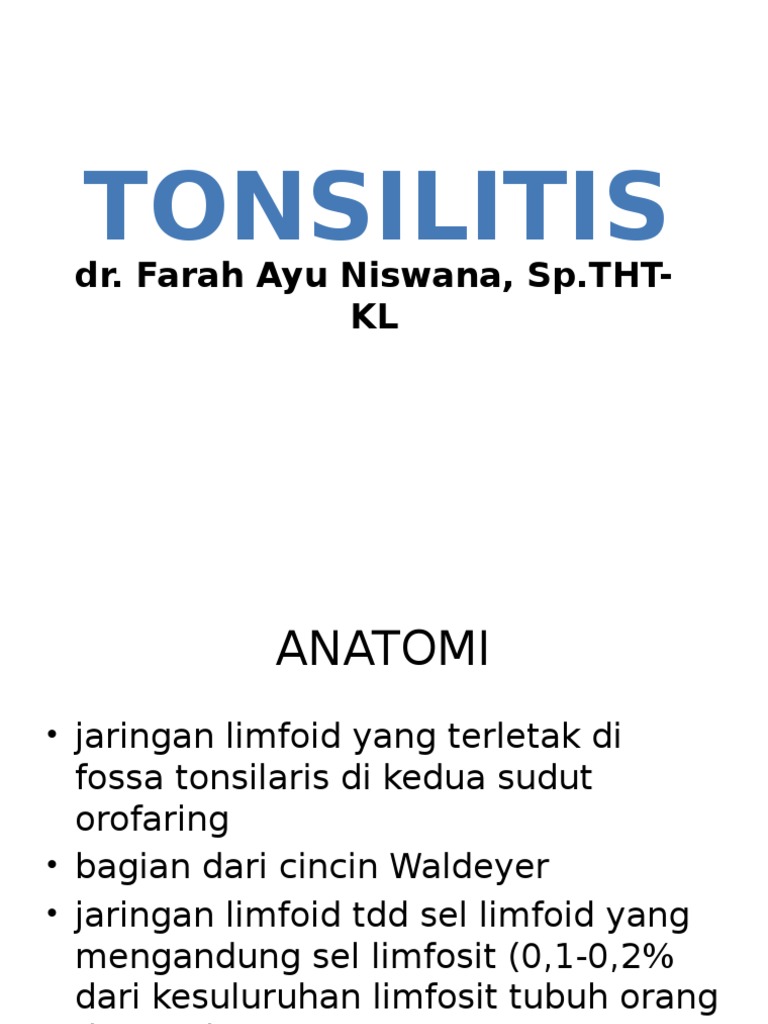 Tonsilitis (Dr. Farah, SP - THT) | PDF