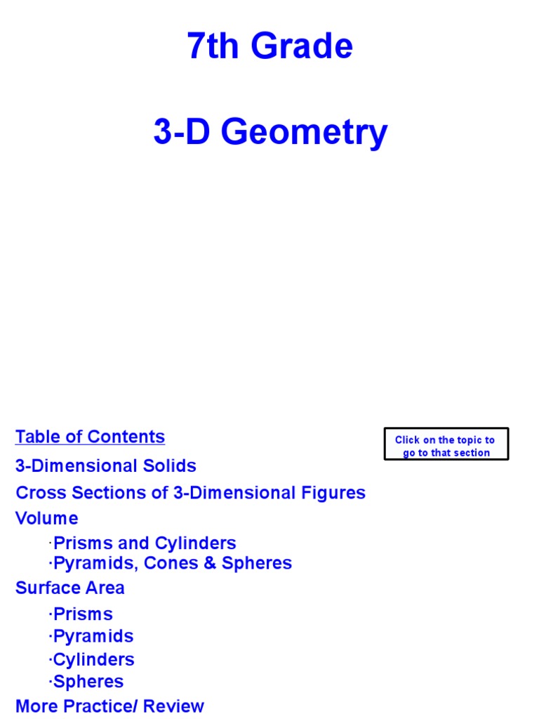 3D - Geometry Notes and Lesson 7th Grade | PDF | Vertex (Geometry ...
