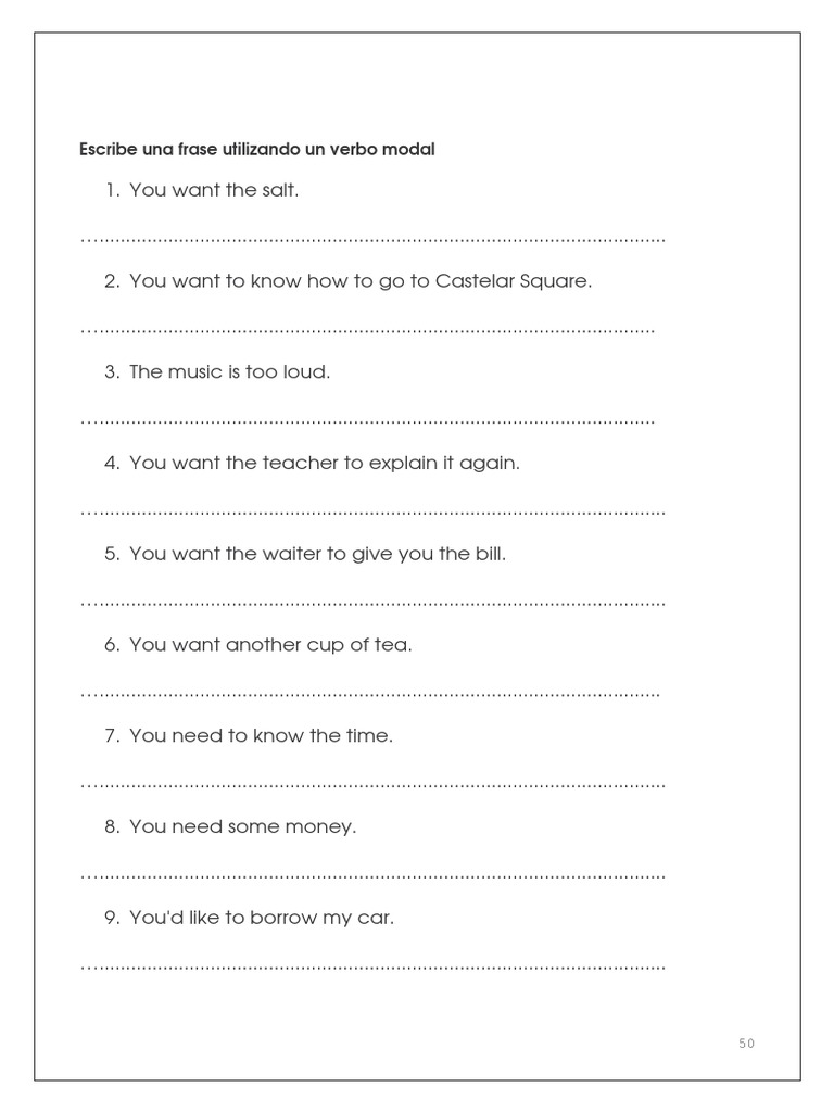 Modal Verbs in Spanish: Examples of Common Uses and Expressions | PDF