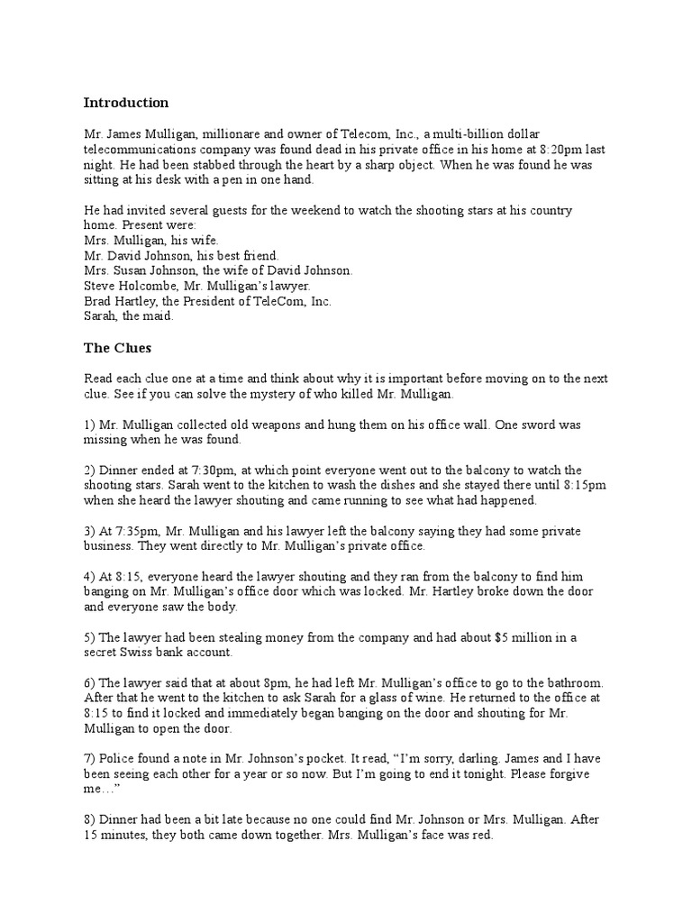 Murder Mystery | PDF