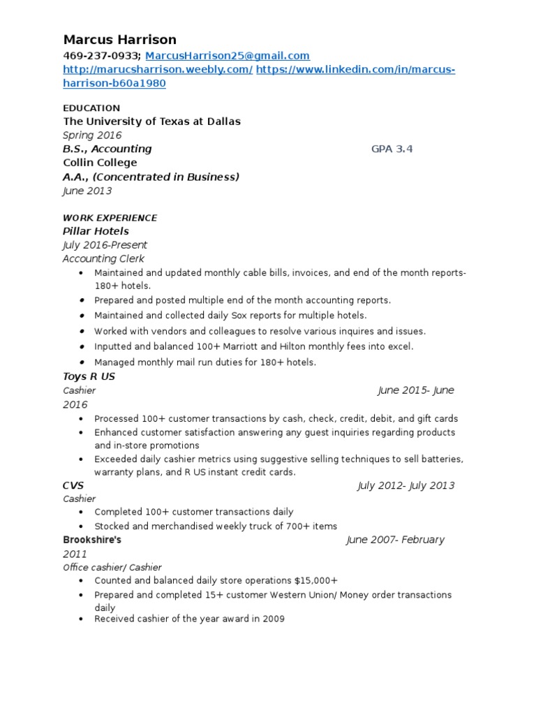 Marcus Harrisons Resume Full | PDF