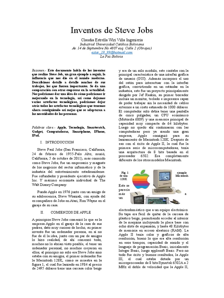 Inventos de Steve Jobs - Docx Con Formato | PDF | Apple Inc. | Yo telefono