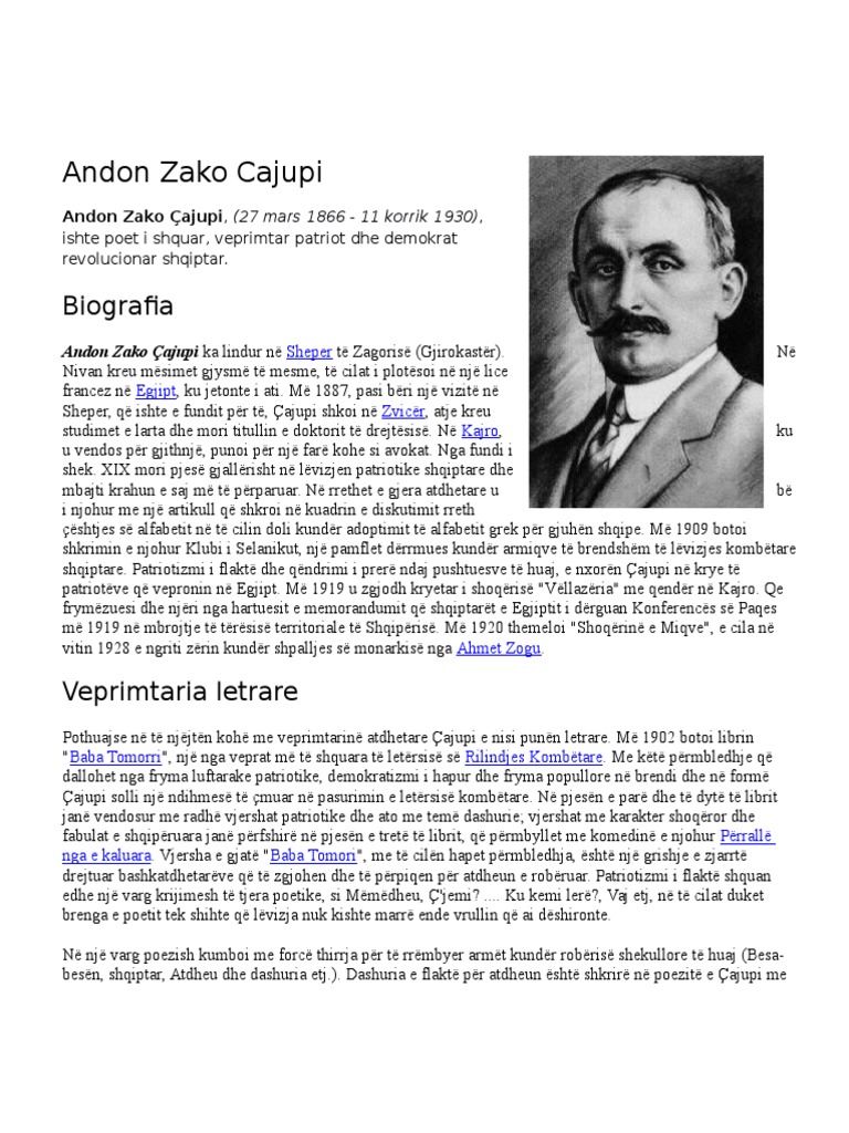 Andon Zako Cajupi | PDF