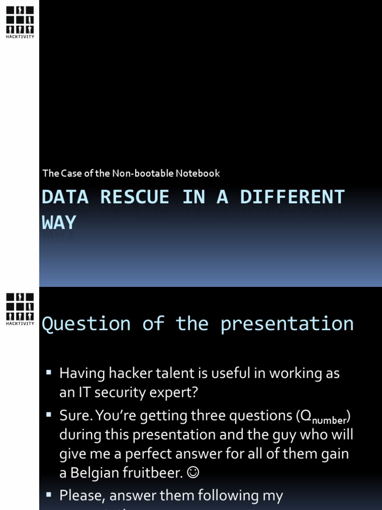 Data Rescue in A Different WAY: The Case of The Non-Bootable Notebook ...