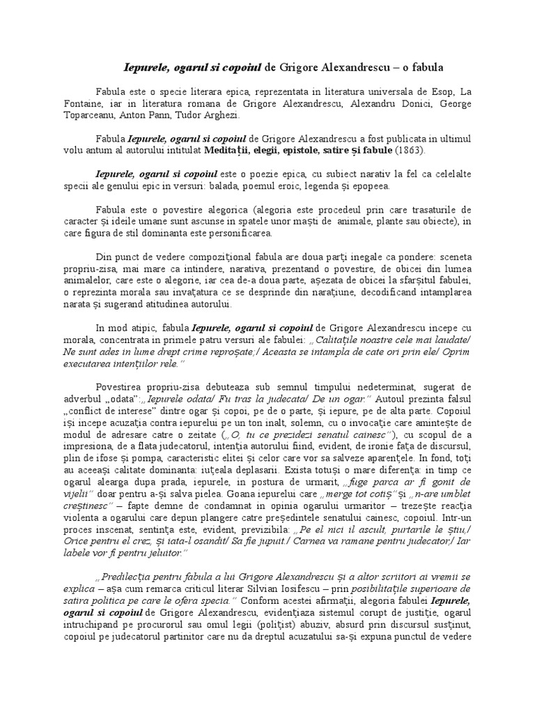 Iepurele, Ogarul Si Copoiul | PDF