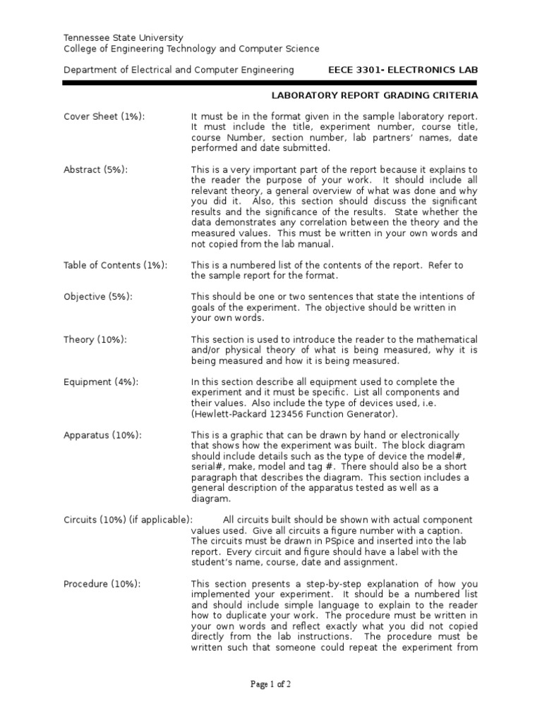 Lab Format | PDF | Laboratories | Experiment
