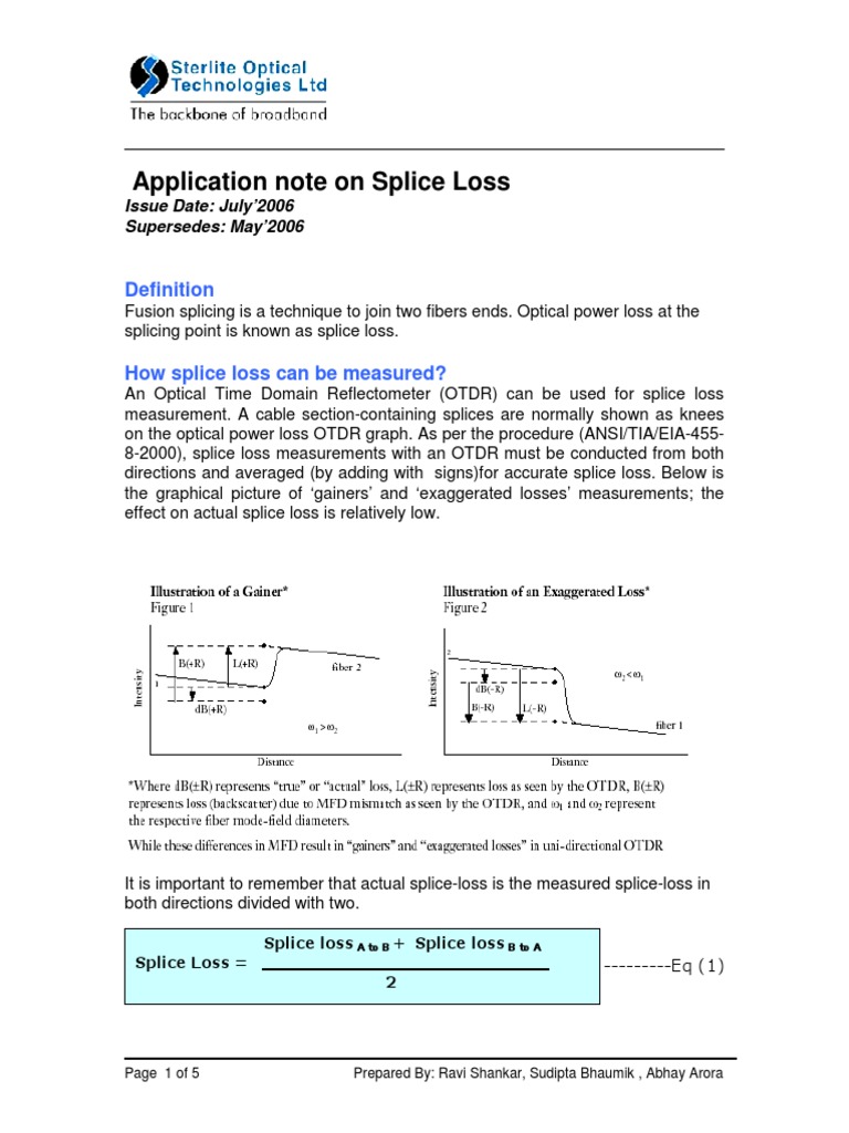 Splice Loss | PDF | Optical Fiber | Decibel