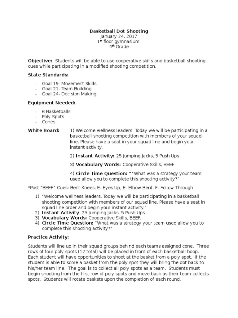 Basketball Dot Shooting Lesson | PDF | Self-Improvement