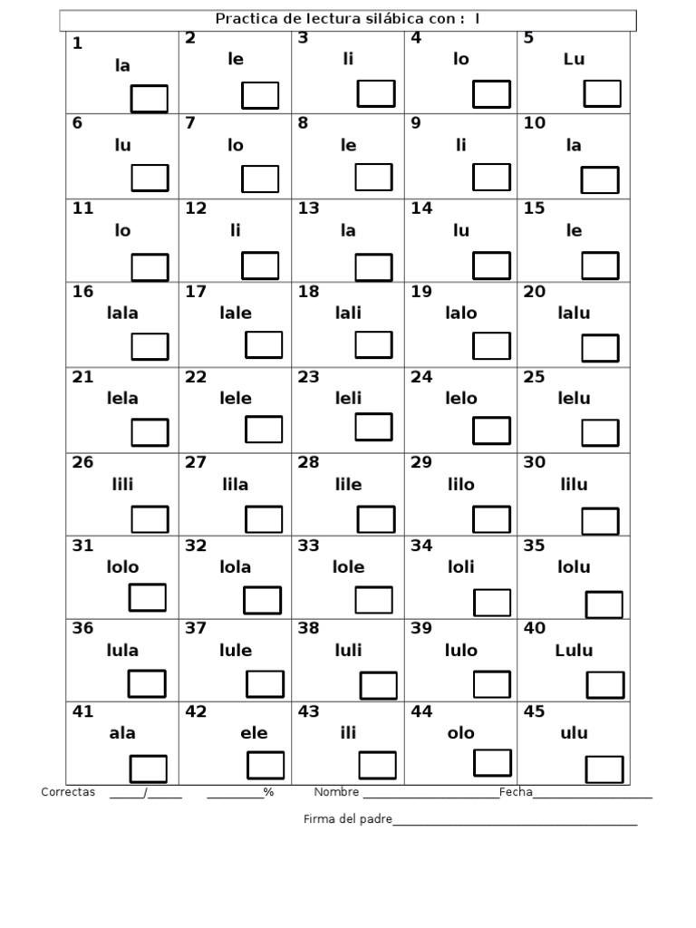 Práctica de Lectura Silábica para Niños | PDF