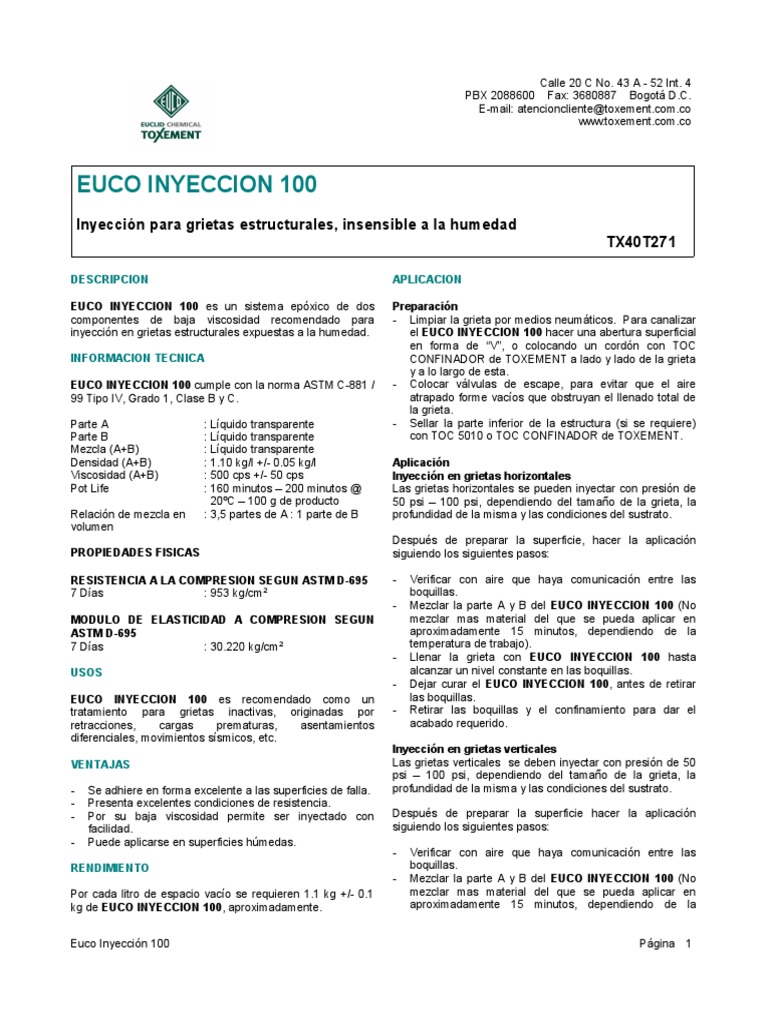 Euco Inyeccion 100 HT | PDF | Líquidos | Science