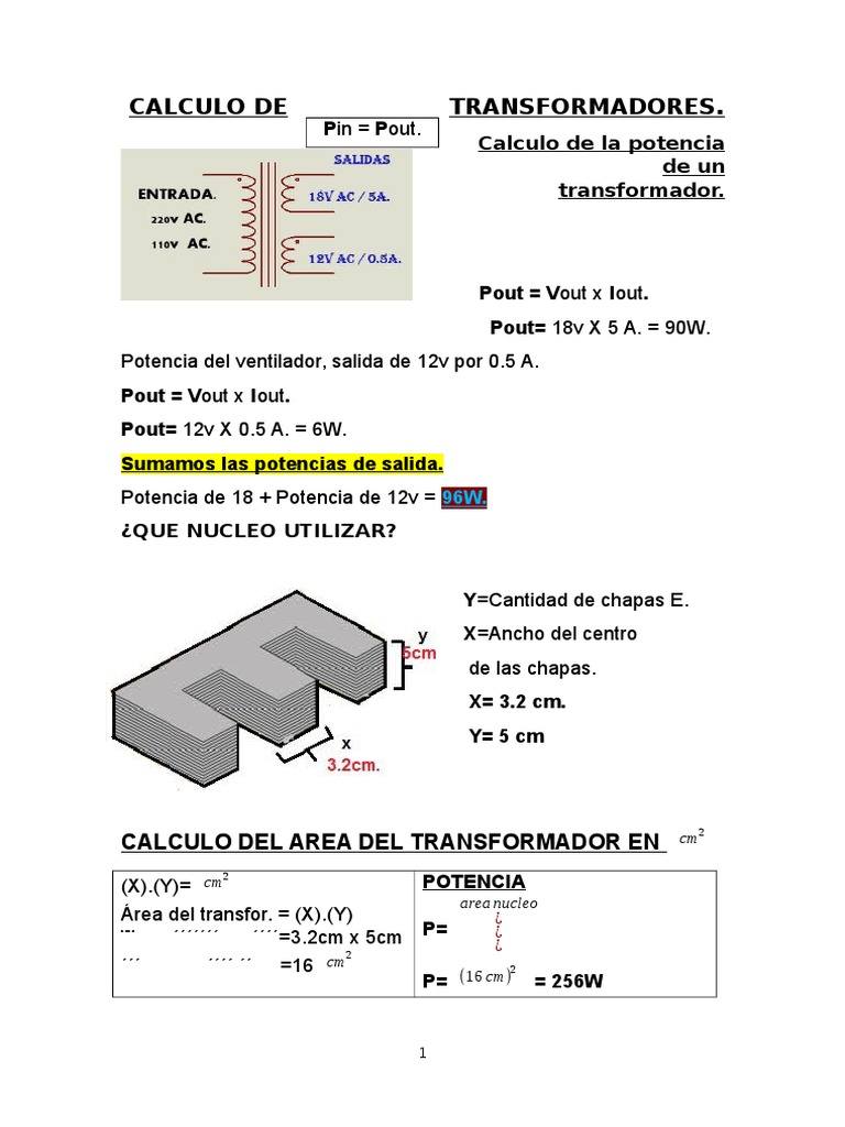 CALCULO transformador.docx | Cantidades fisicas | Sistema Internacional ...