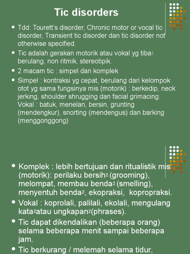 Tic Disorders I | PDF
