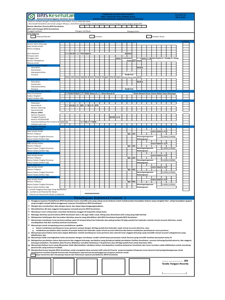 Form Daftar Bpjs PDF | PDF