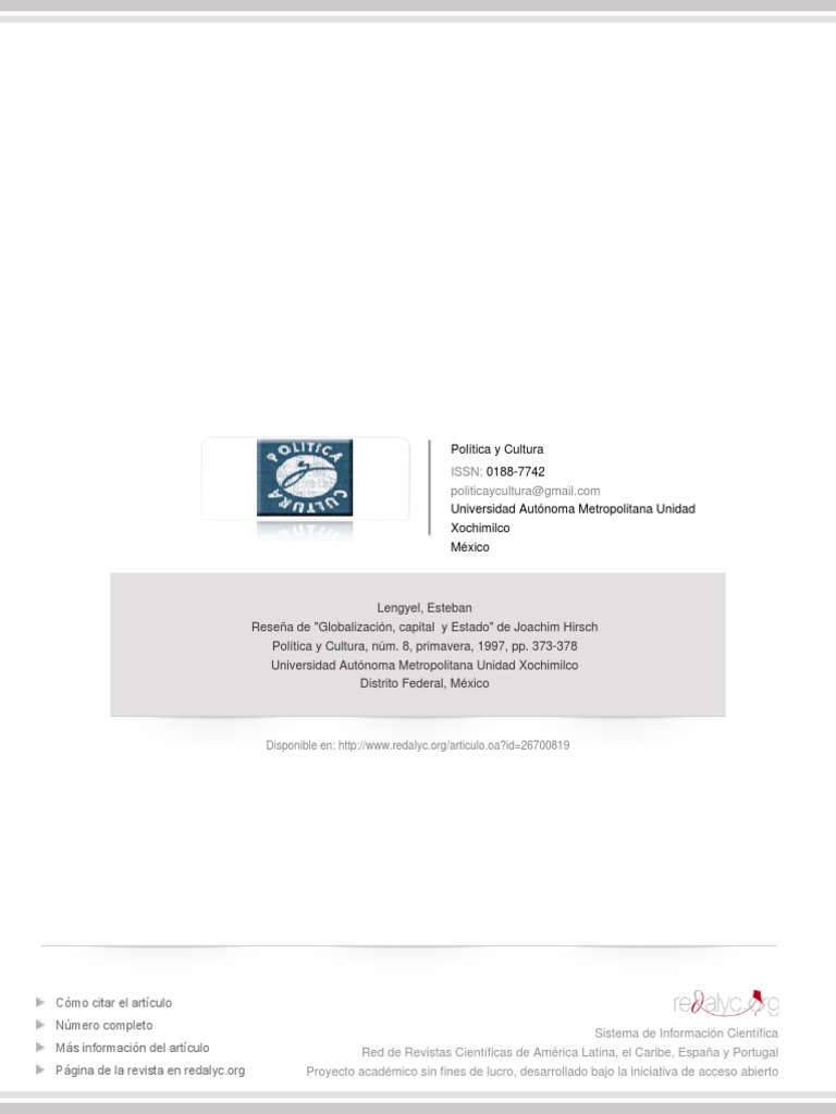 Joachin Hirsch Estado Globalizacion | PDF | Capitalismo | Democracia