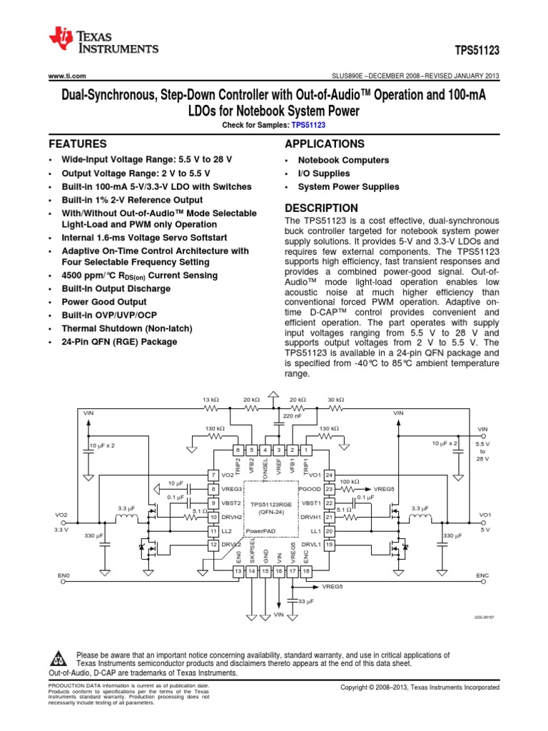 Tps 51123 | PDF | Field Effect Transistor | Power Supply