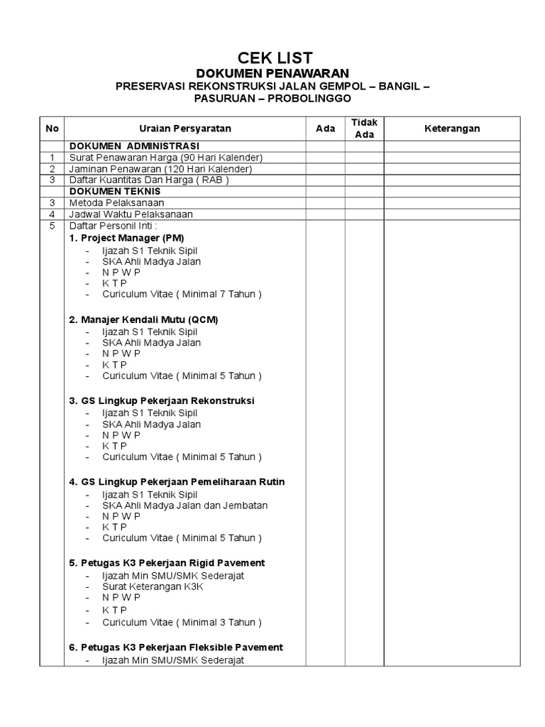 Cek List | PDF