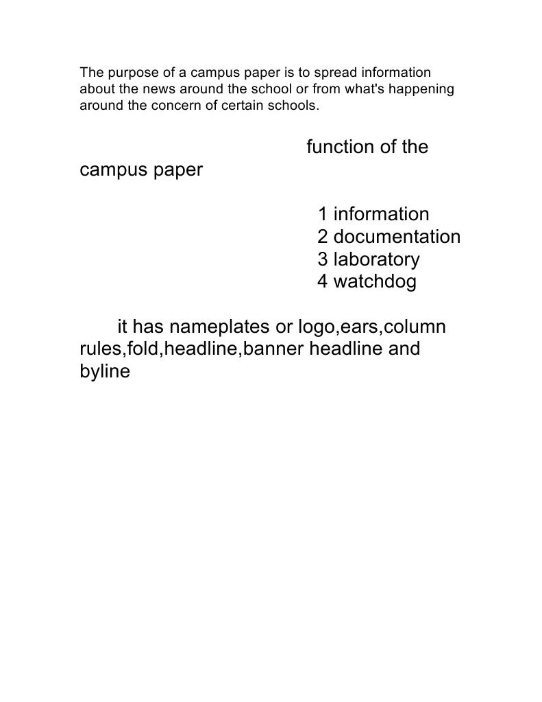 Function of The Campus Paper | PDF