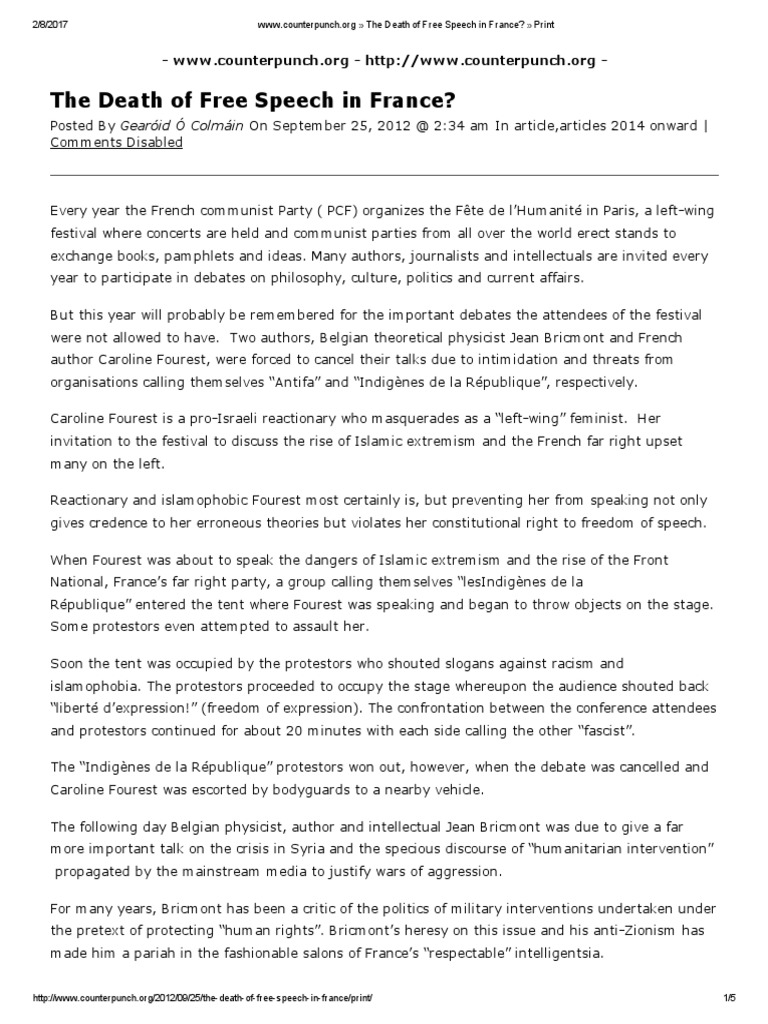 The Death of Free Speech in France? | PDF | Islamophobia ...