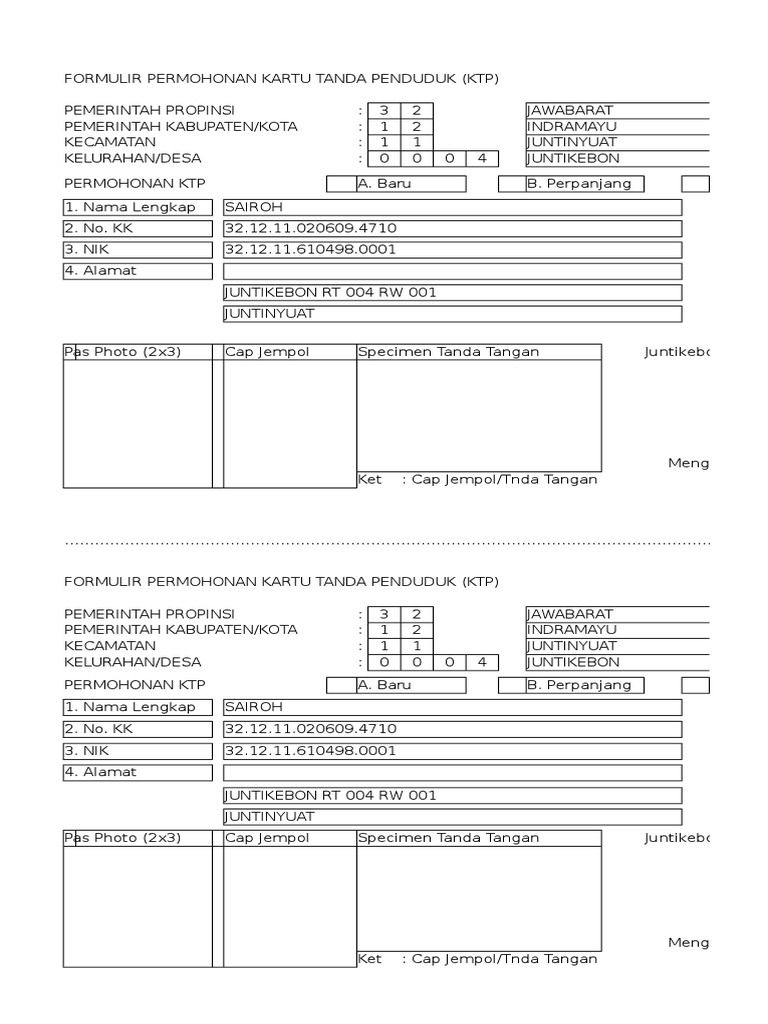 Formulir KTP | PDF