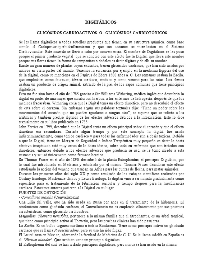 Digitalicos | PDF | Potencial de acción | Insuficiencia cardíaca