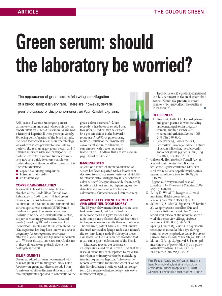 Green Serum | Blood Plasma | Medical Specialties
