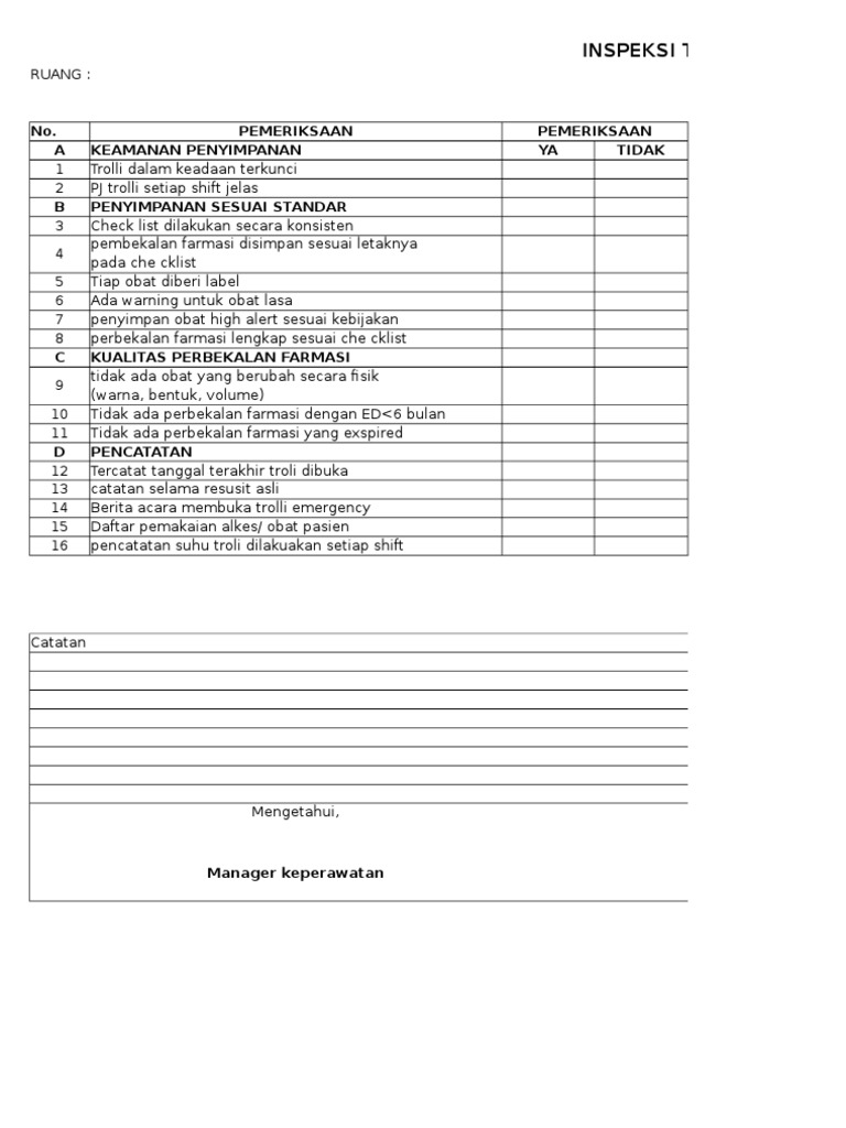 Inspeksi Trolley Emergency Mpo | PDF