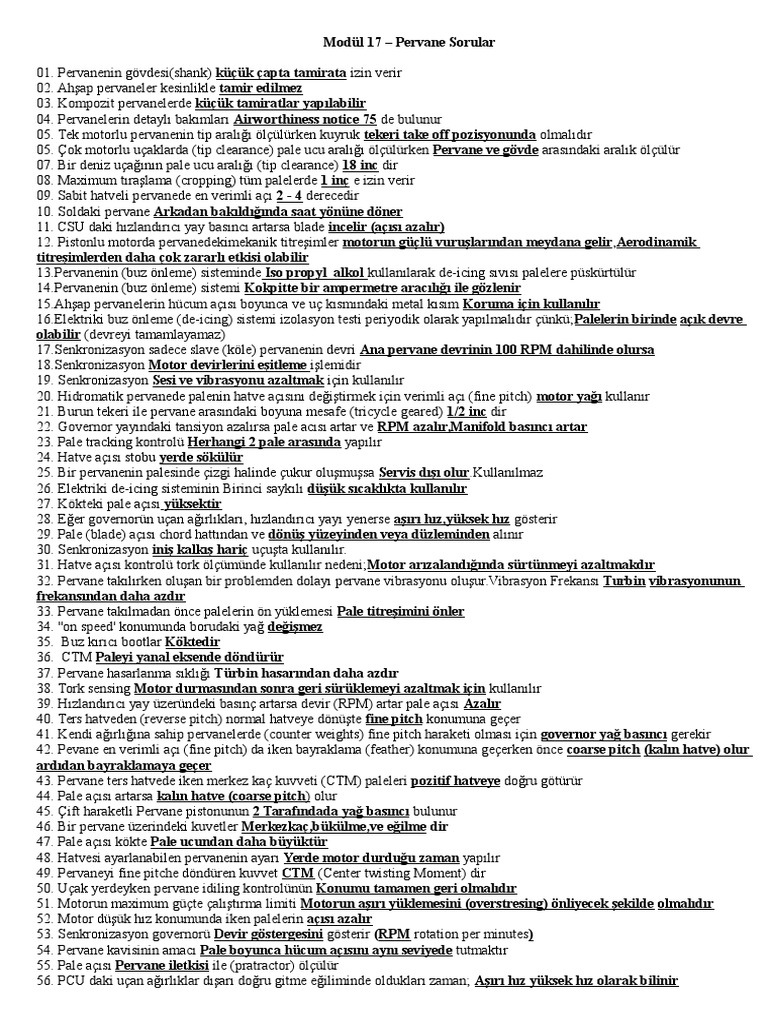 Modül 17 Pervane Propeller Sorular | PDF