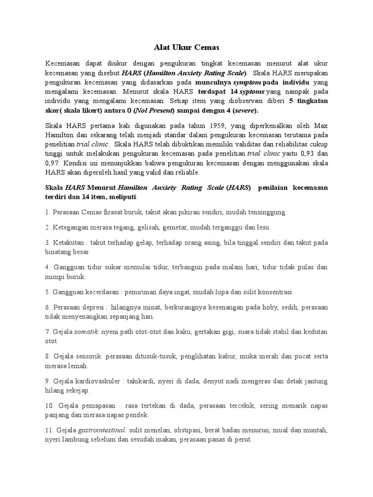 Alat Ukur Cemas | PDF | Pengembangan Diri