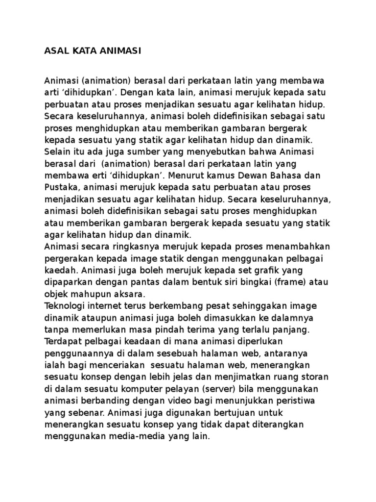 Sejarah dan Definisi Animasi | PDF