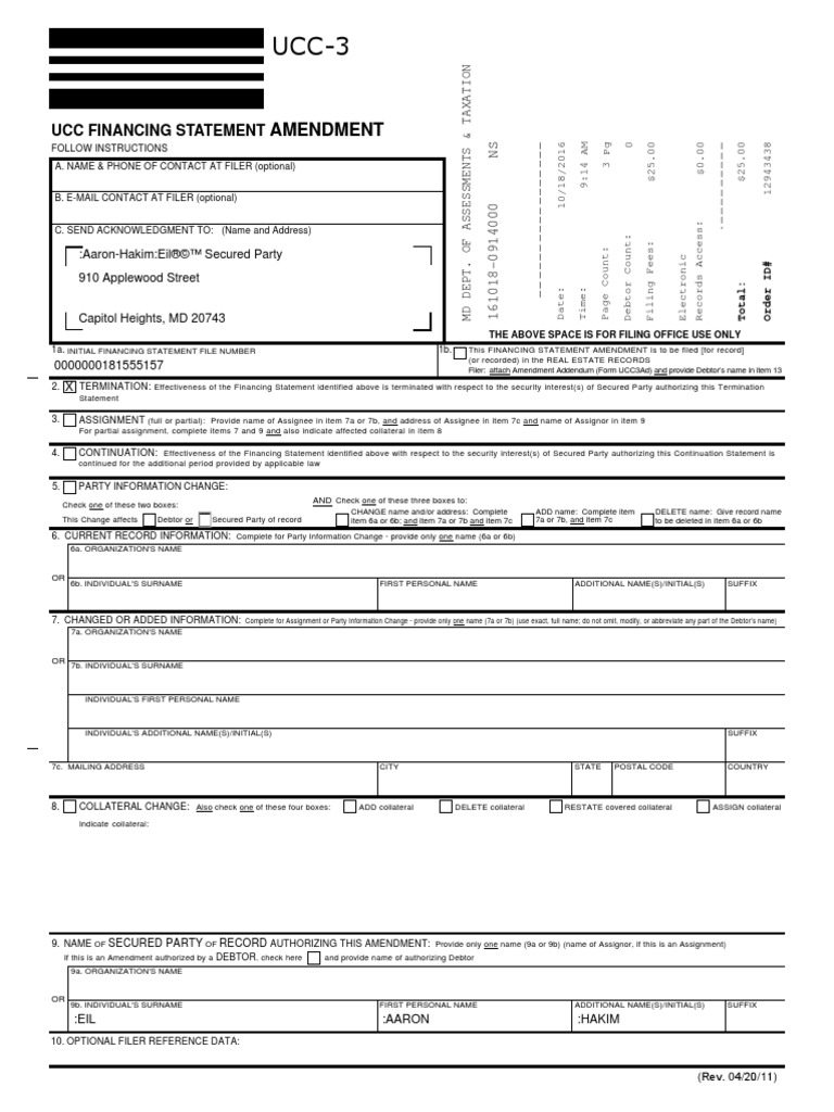 UCC-3 Termination Statement of Lien against PG County -The Lien no ...