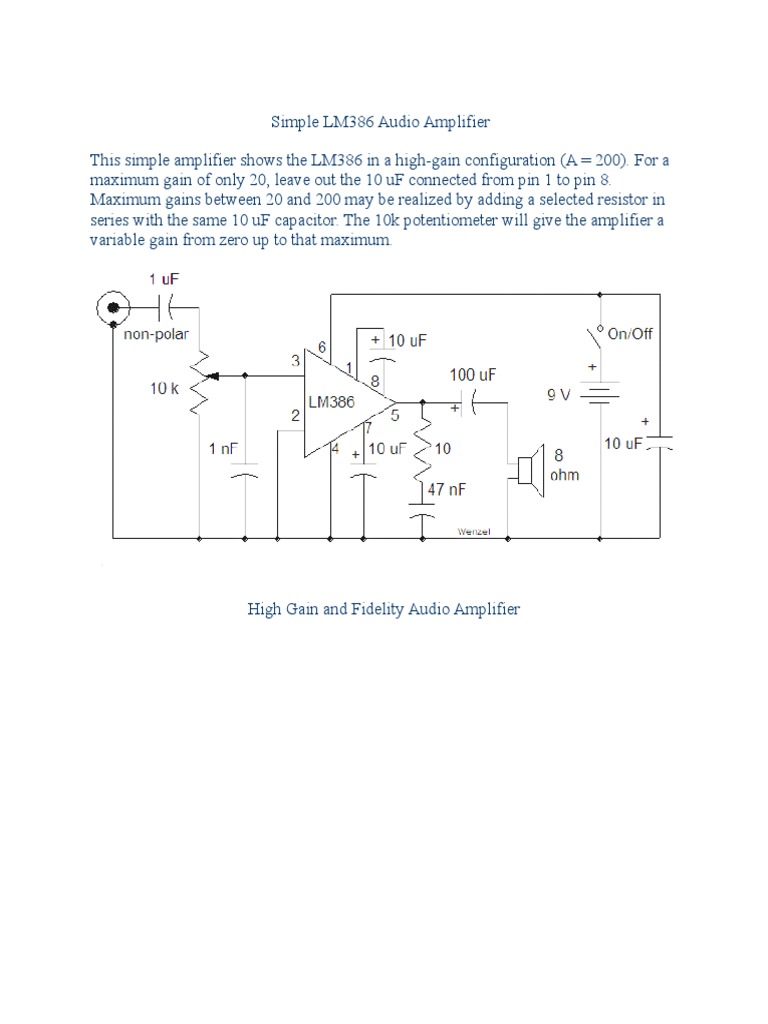Simple LM386 Audio Amplifier | PDF | Amplifier | Operational Amplifier