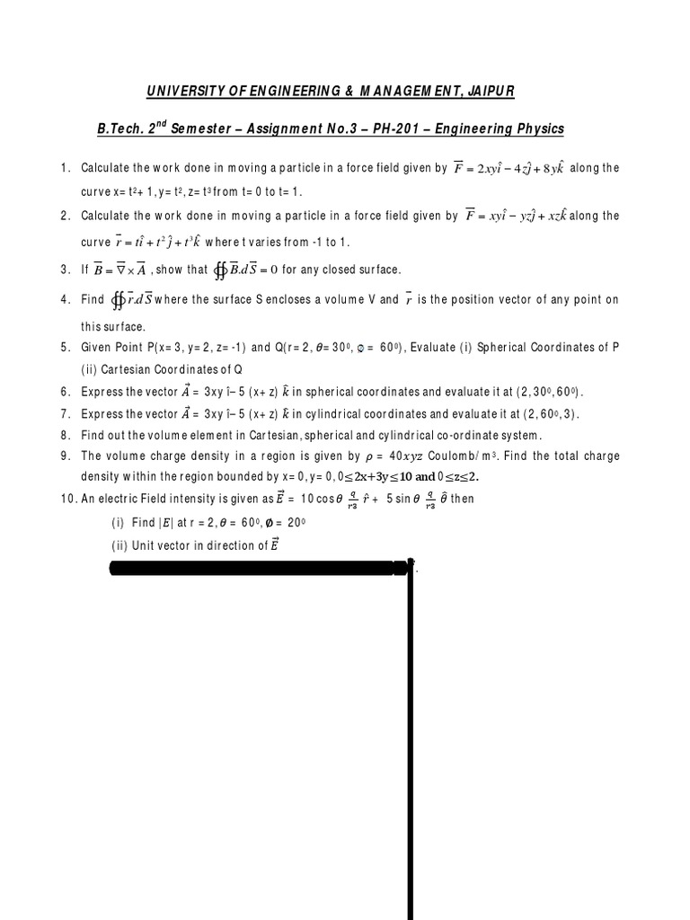 3 Assignment - Vector Calculus - 3 | PDF